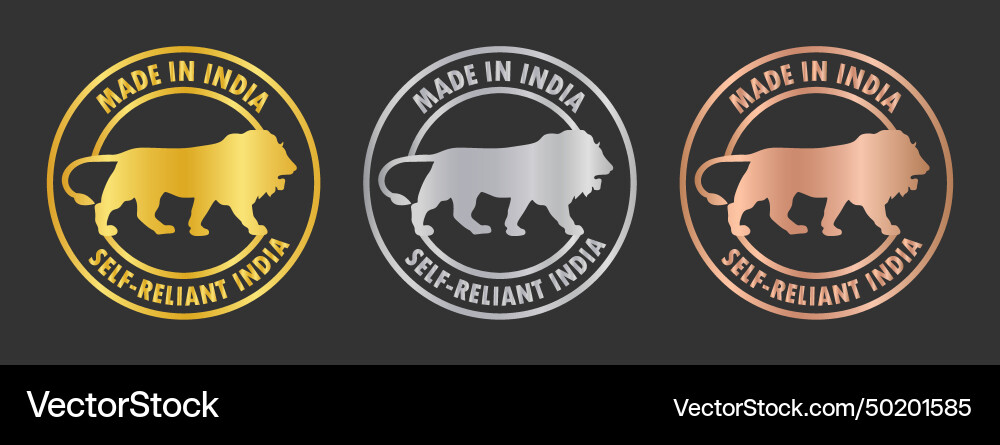 Made in india stamp icon set self-reliant Vector Image
