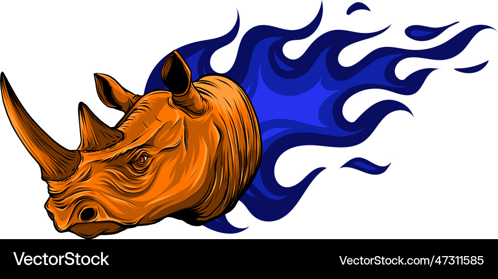 Of rhino head fire logo Royalty Free Vector Image