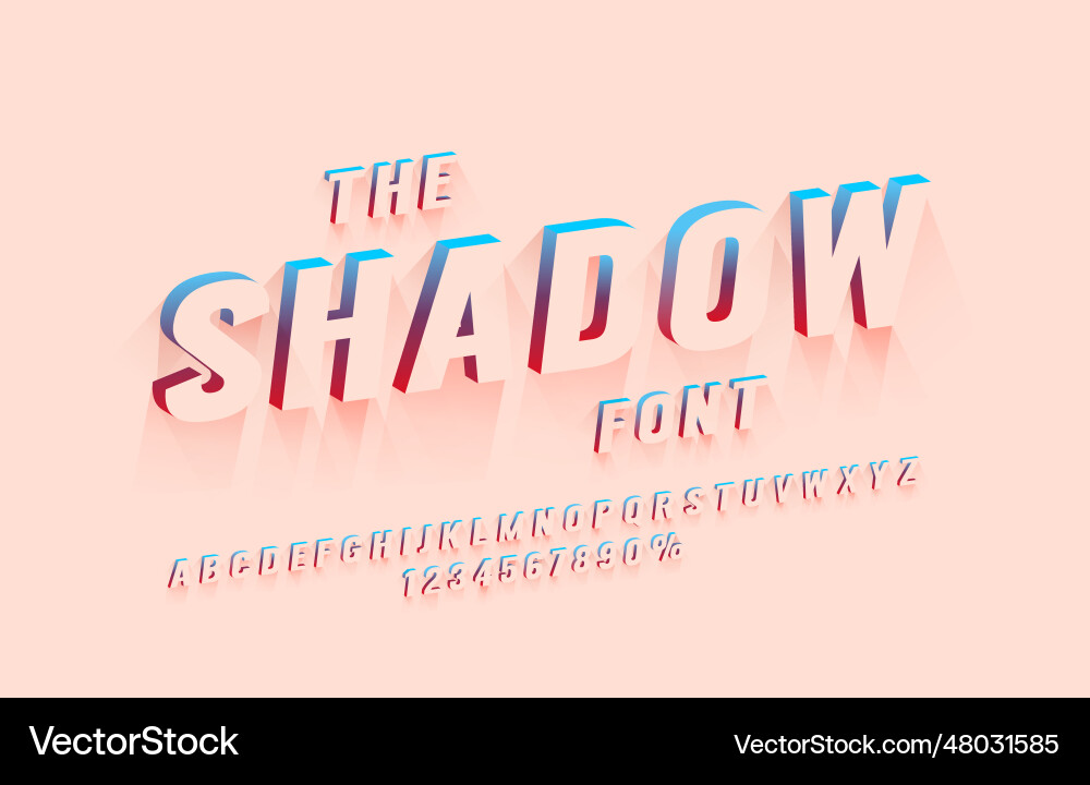 Shadow font set collection letters and numbers Vector Image