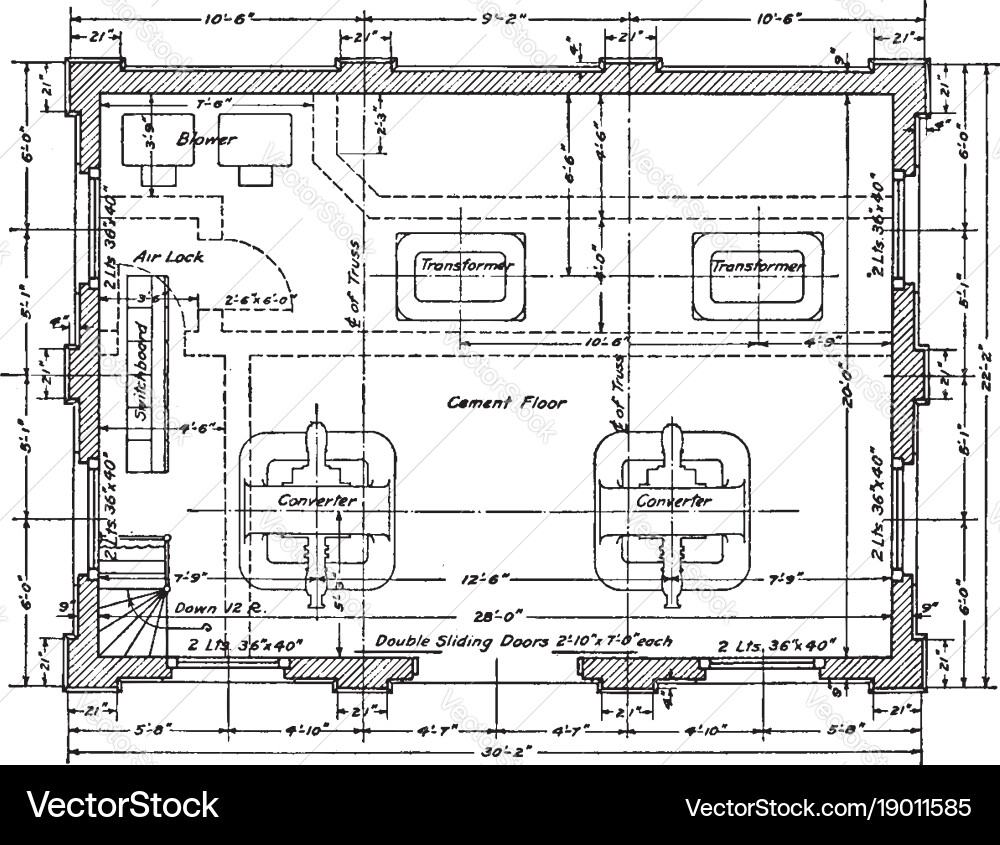 Substation floor residence plan is showing Vector Image