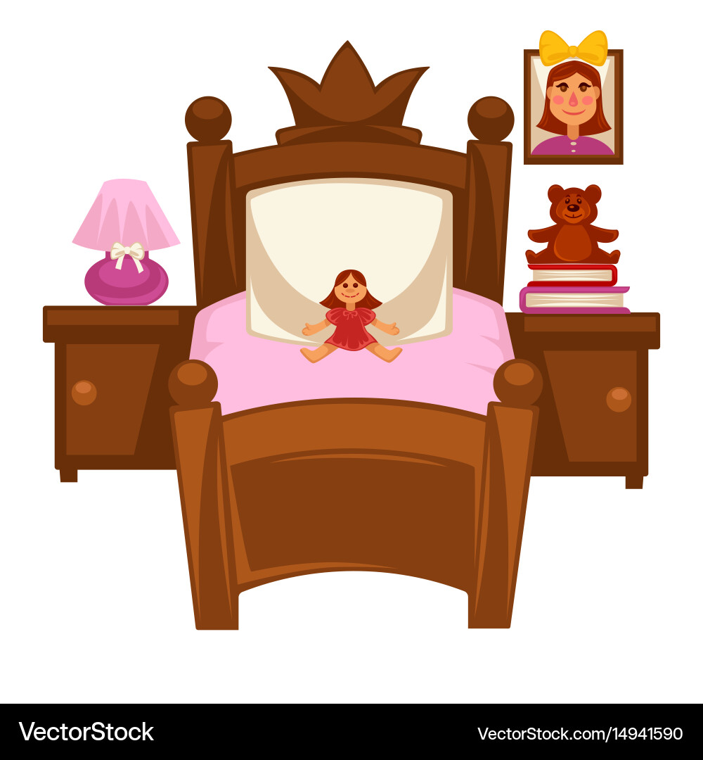 Bed little girl Royalty Free Vector Image - VectorStock