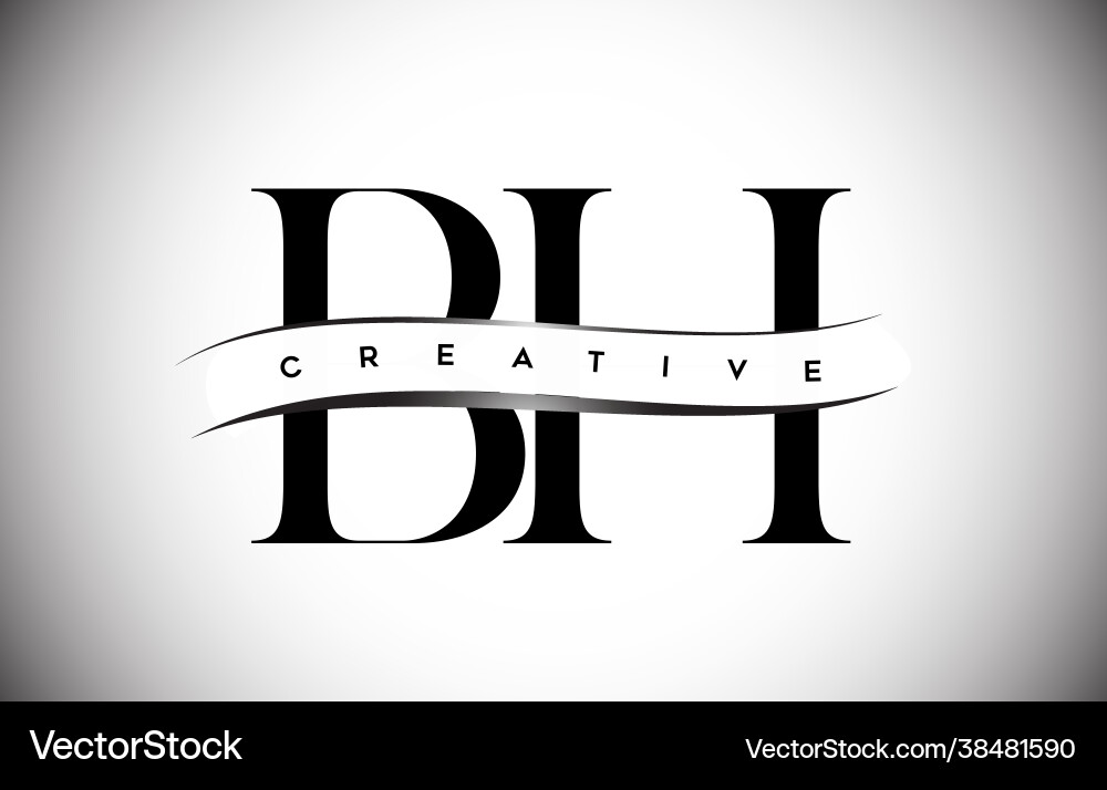 Bh letter logo with serif and creative cut Vector Image