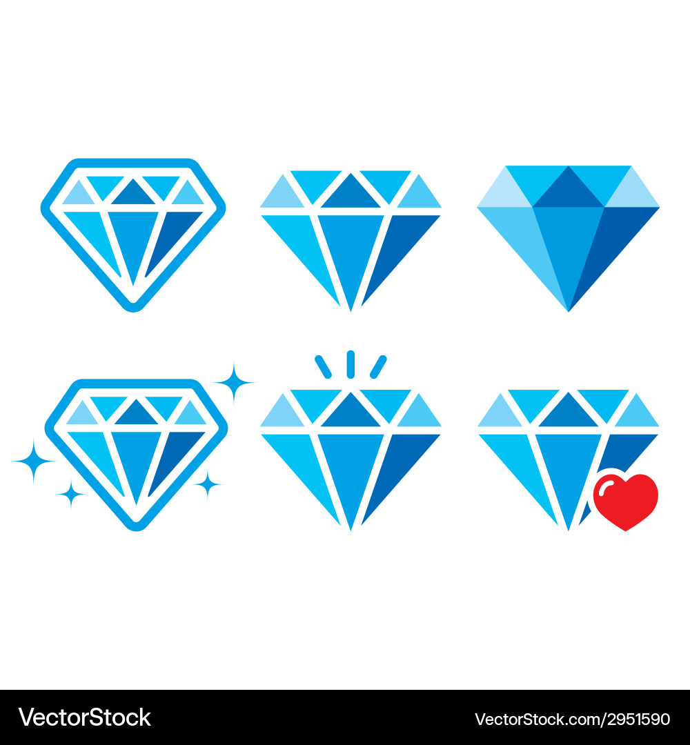 Diamond luxury blue icons set - wealth con Vector Image