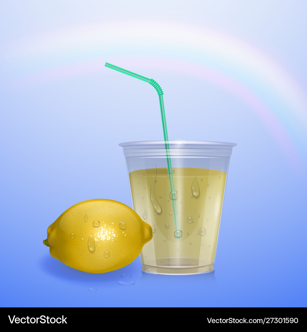 Glass fresh lemonade realistic style Royalty Free Vector