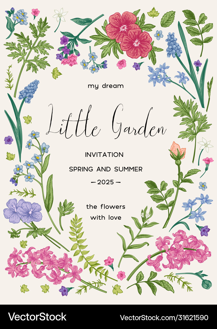 Invitation card with flowers Royalty Free Vector Image