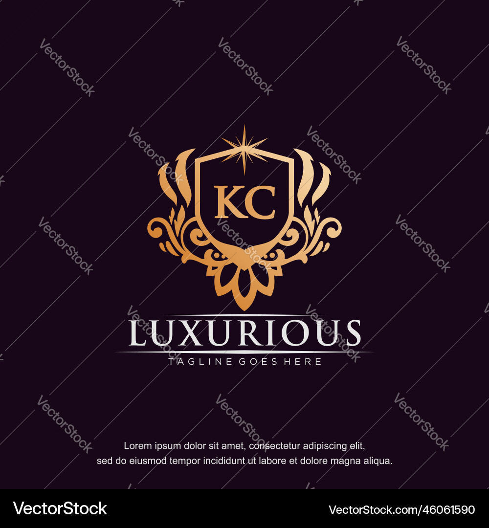 Kc initial letter luxury ornament gold monogram Vector Image