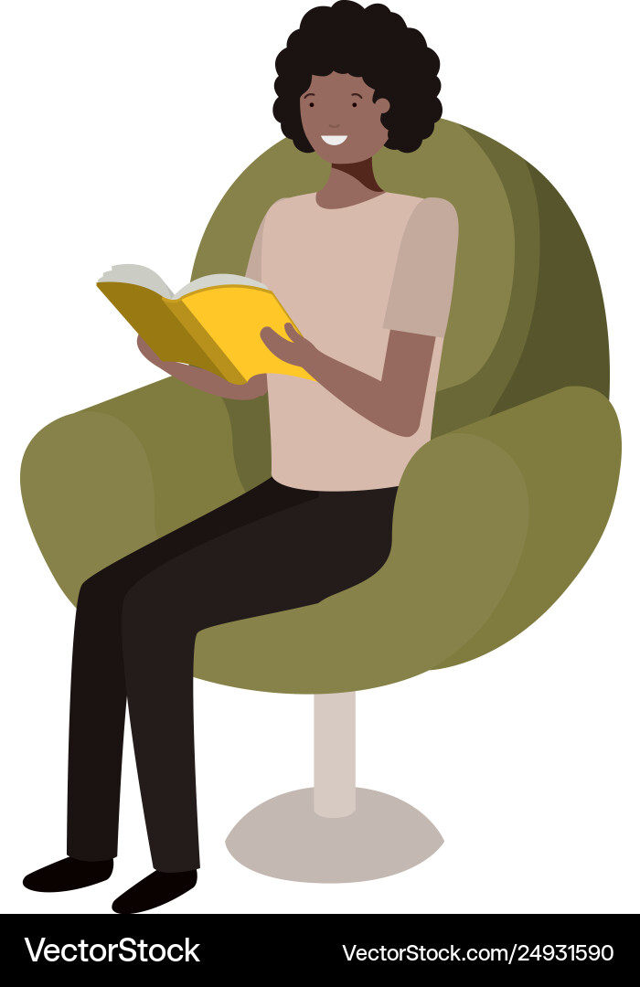 Man reading book in sofa avatar character Vector Image
