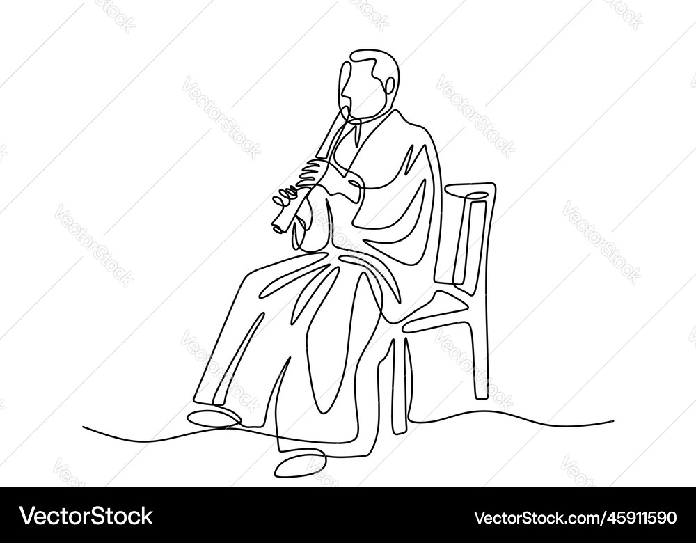 One continuous single line drawing of a man Vector Image
