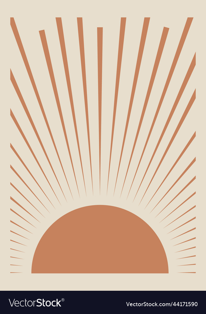 Orange sun print boho minimalist printable art Vector Image