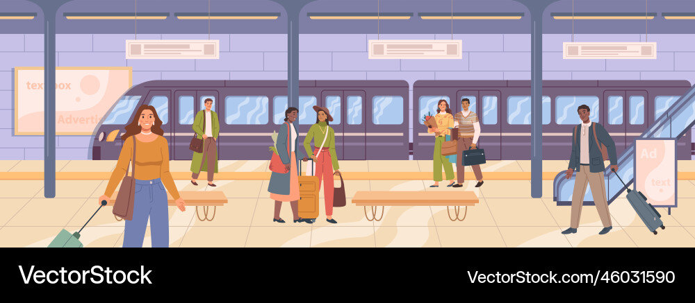 People at train station or metro Royalty Free Vector Image