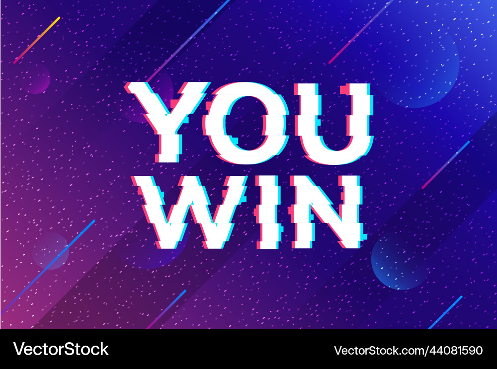 Retro game glitch win score background video game Vector Image