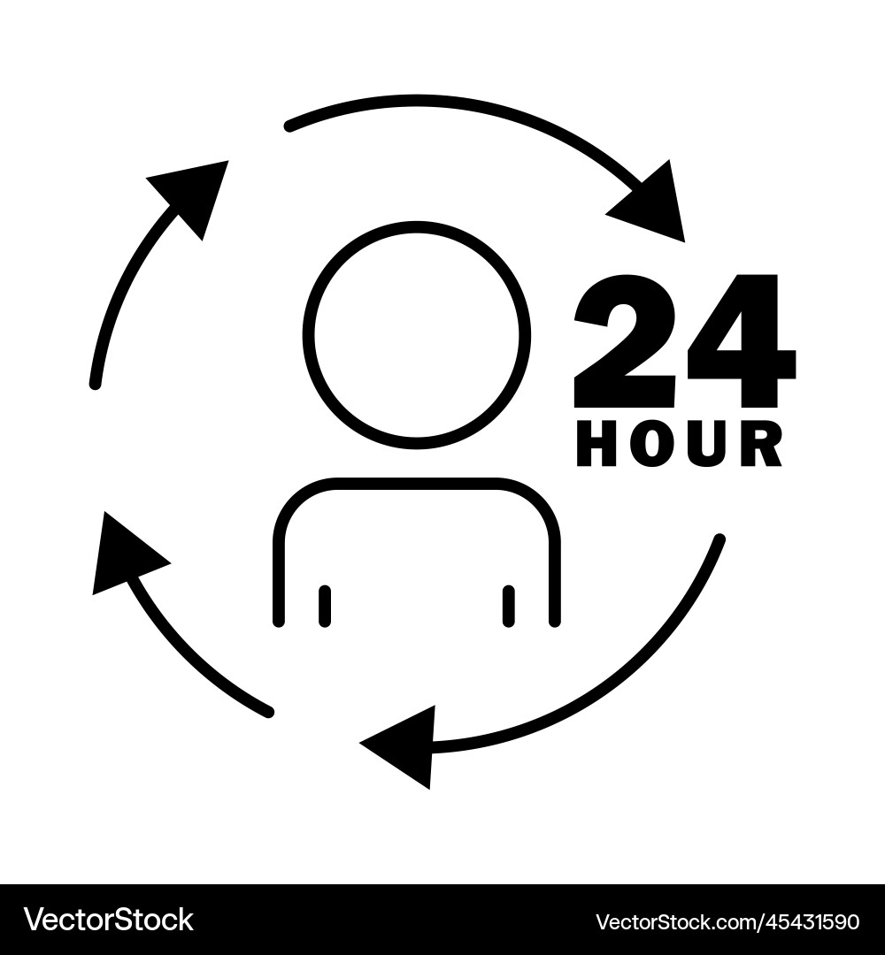 Routine icon people icon with arrow and 24 hour Vector Image