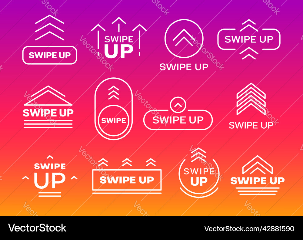 Swipe up icons buttons arrows Royalty Free Vector Image