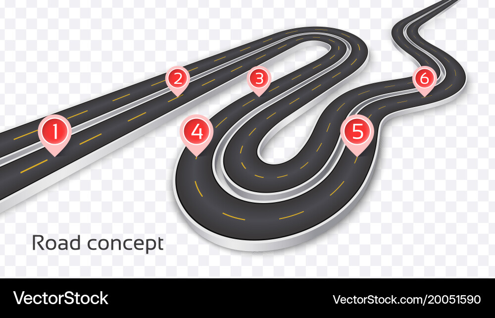 Winding 3d road concept on a transparent Vector Image