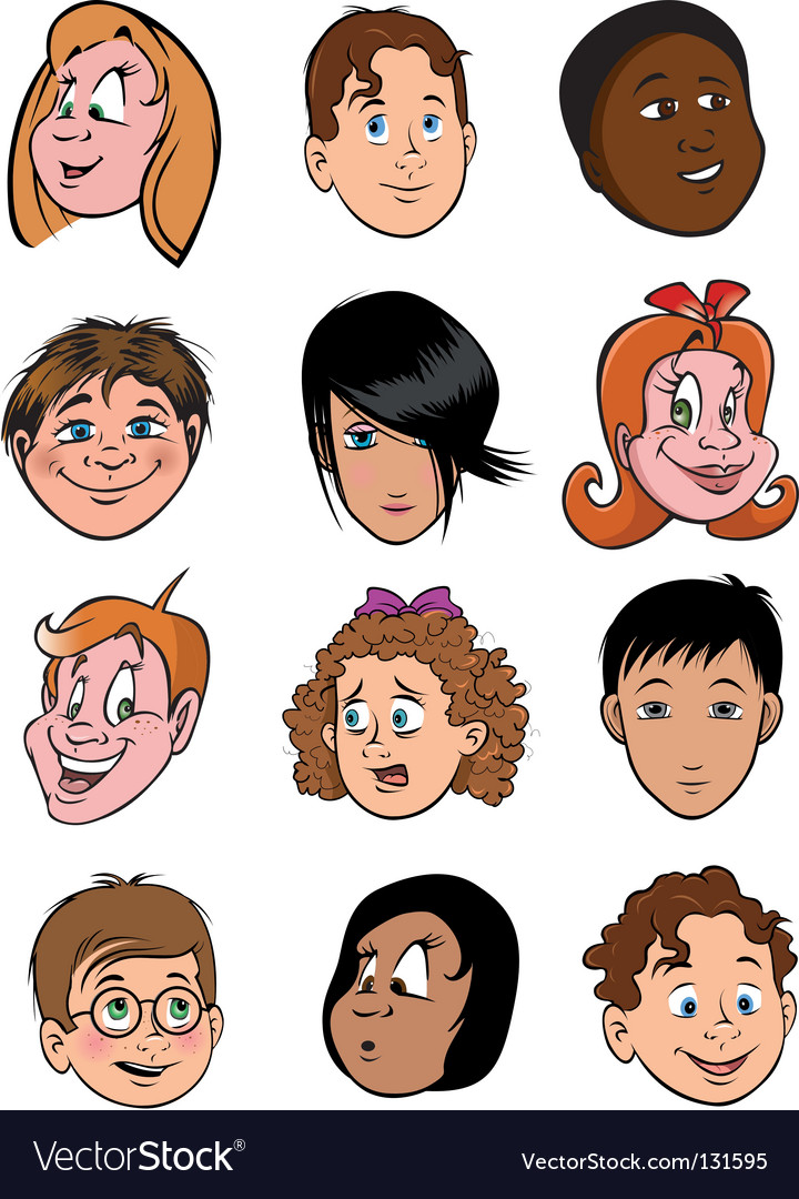 Boy and girl face collection Royalty Free Vector Image