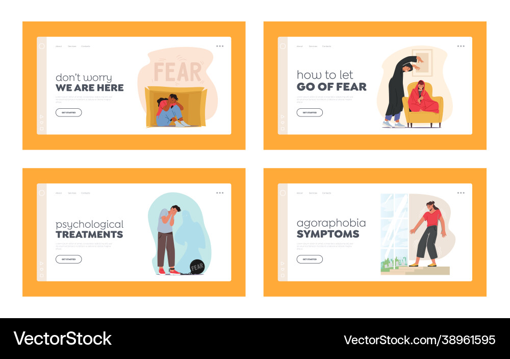 Characters with fear mental problems landing page Vector Image