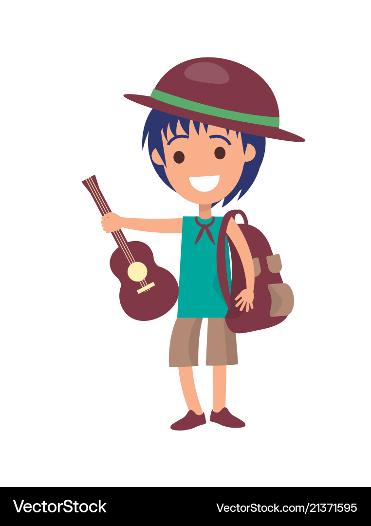 Cheerful boy scout isolated on white Royalty Free Vector