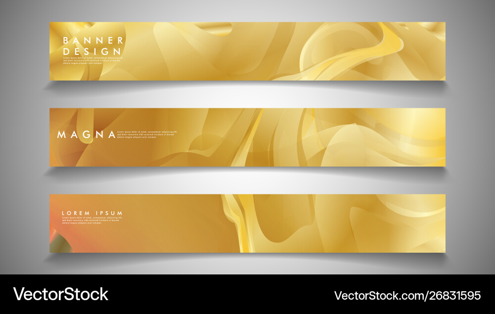 Collection banners backgrounds with wavy gold Vector Image