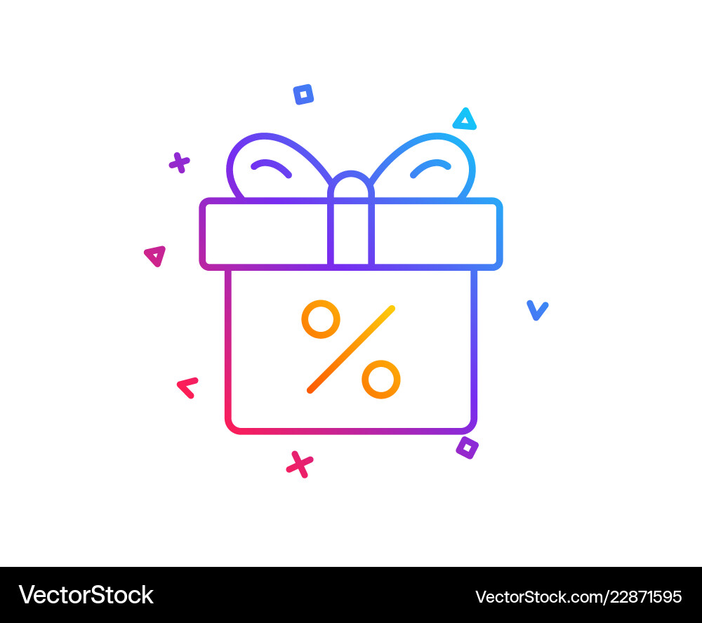 Gift box with percentage line icon present Vector Image