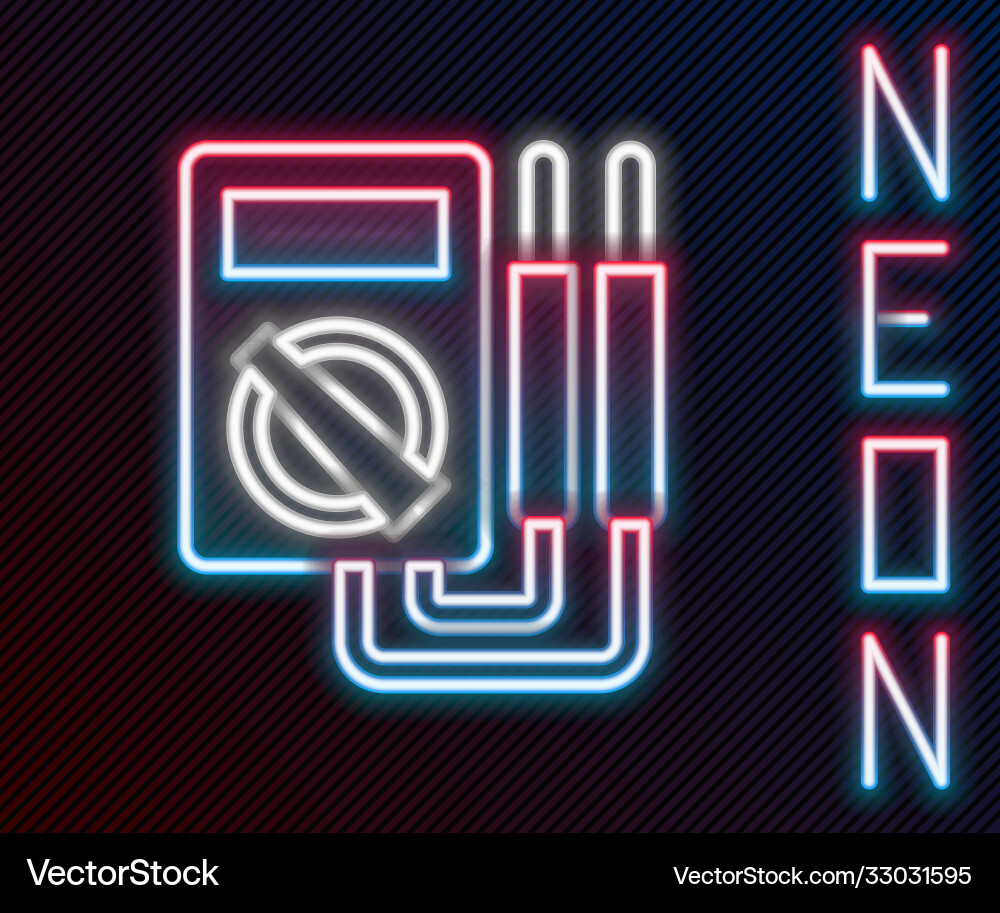 Glowing neon line ampere meter multimeter Vector Image