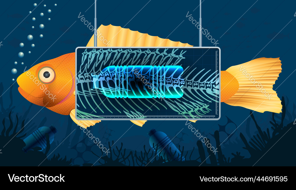 Gold fish behind an x-ray screen Royalty Free Vector Image
