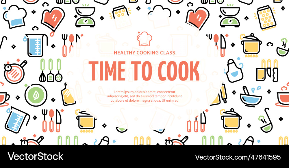 Healthy cooking class time to cook horizontal Vector Image