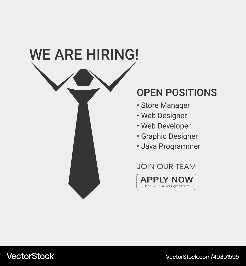 Hiring recruitment open vacancy design we Vector Image