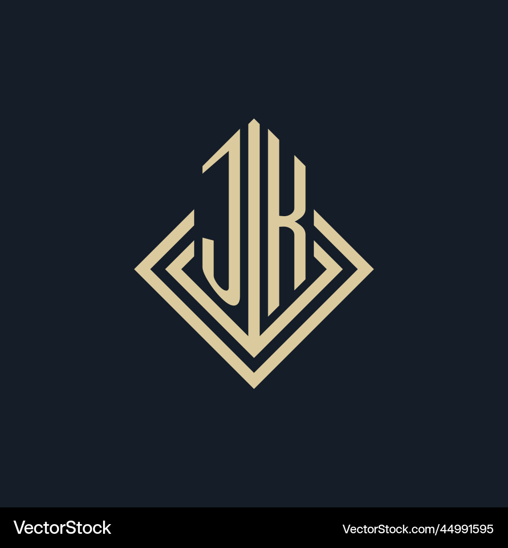 Initials jk logo rhombus lines shape style luxury Vector Image
