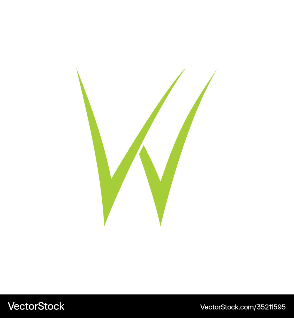 Letter w green grass symbol logo Royalty Free Vector Image