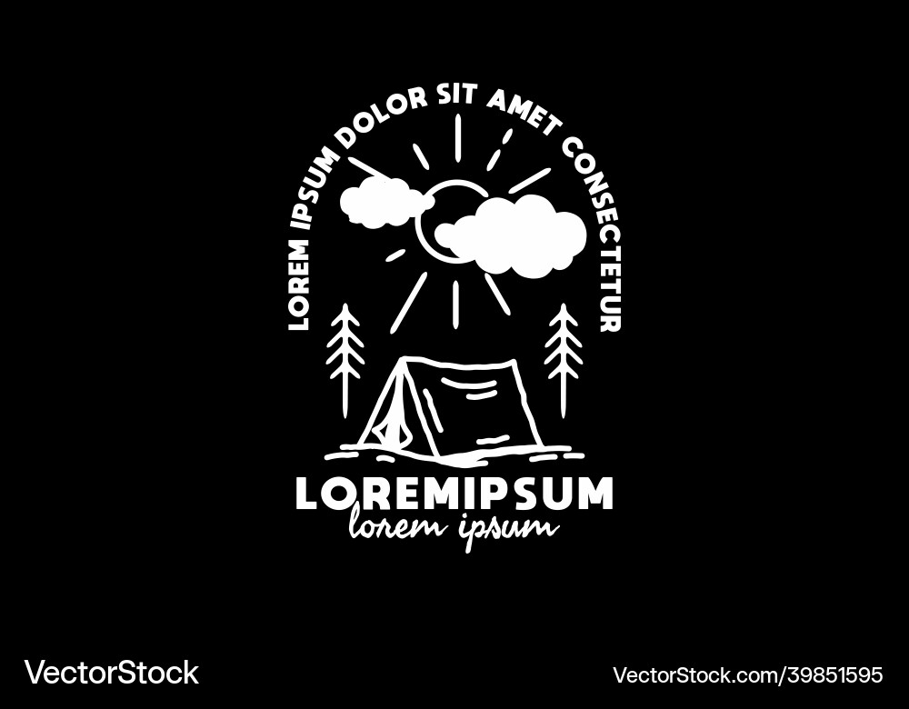 Line art of camping Royalty Free Vector Image - VectorStock