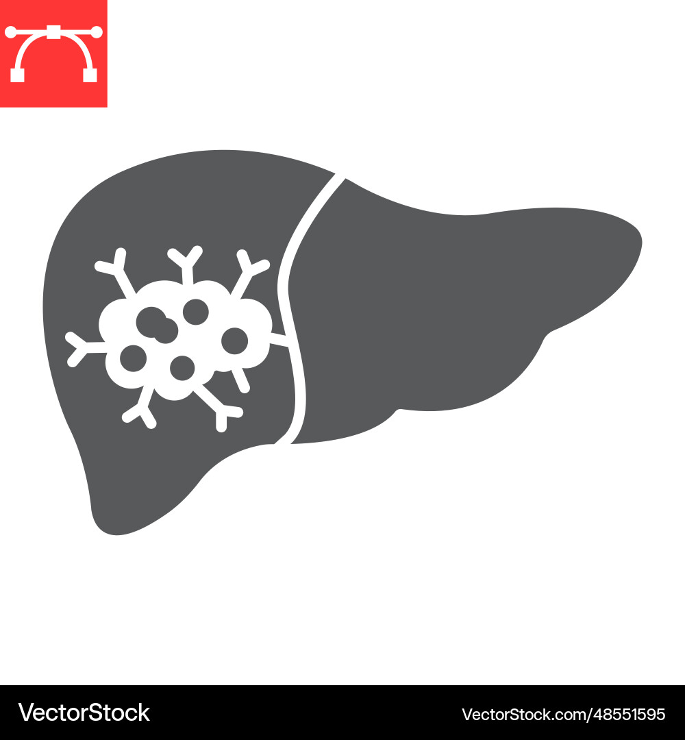 Liver cancer glyph icon Royalty Free Vector Image