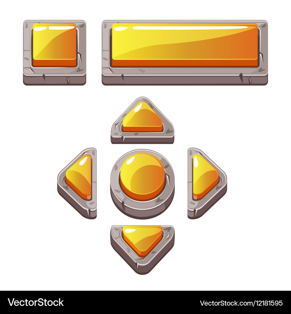 Orange Cartoon stone buttons for game Royalty Free Vector
