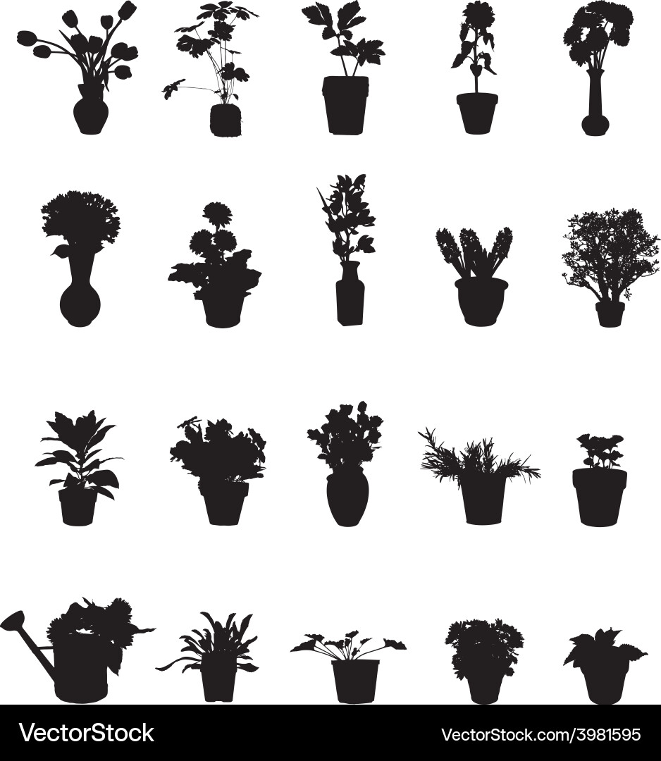 Pack of flower pots Royalty Free Vector Image - VectorStock