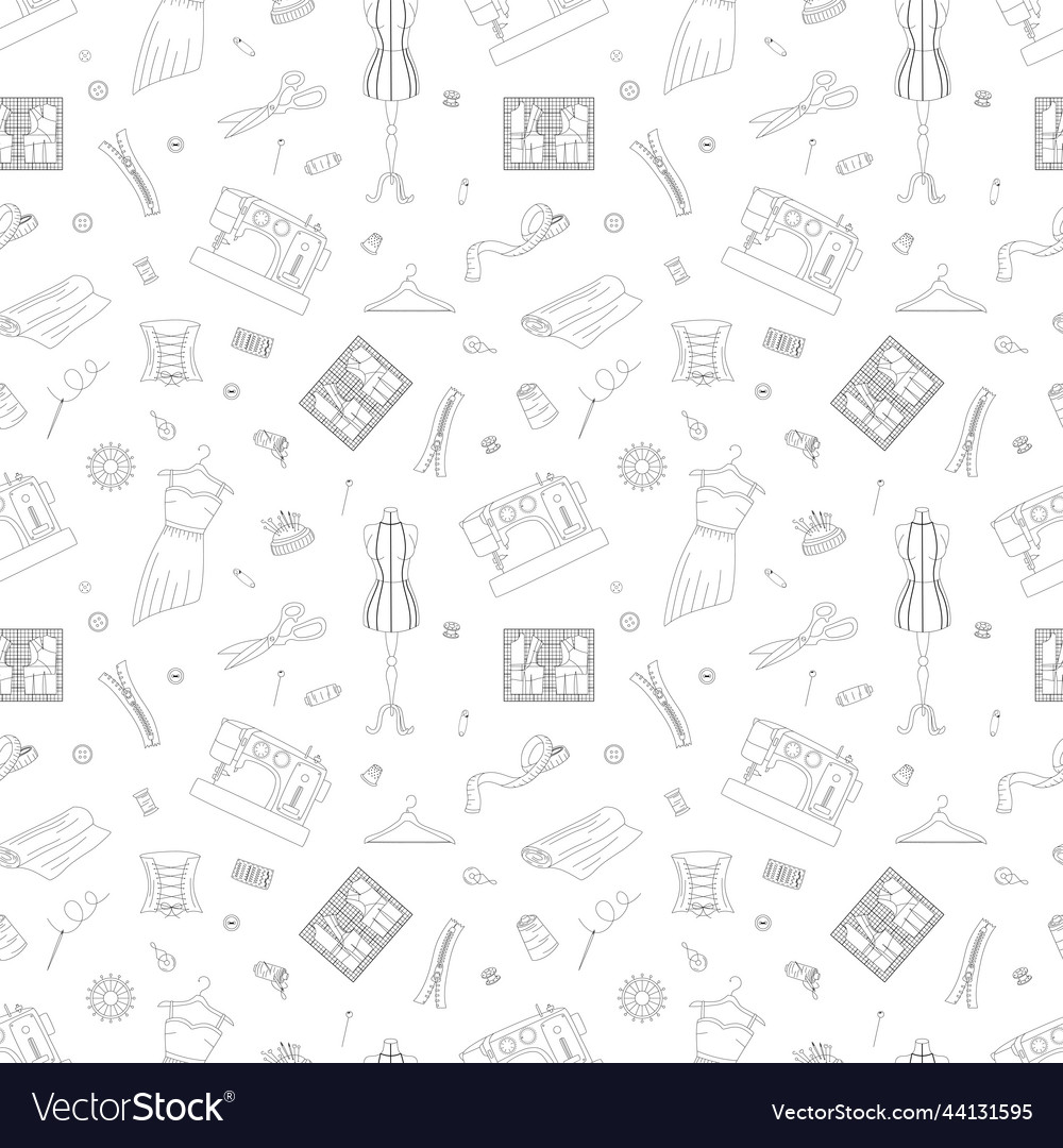 Seamless pattern with sewing elements Royalty Free Vector