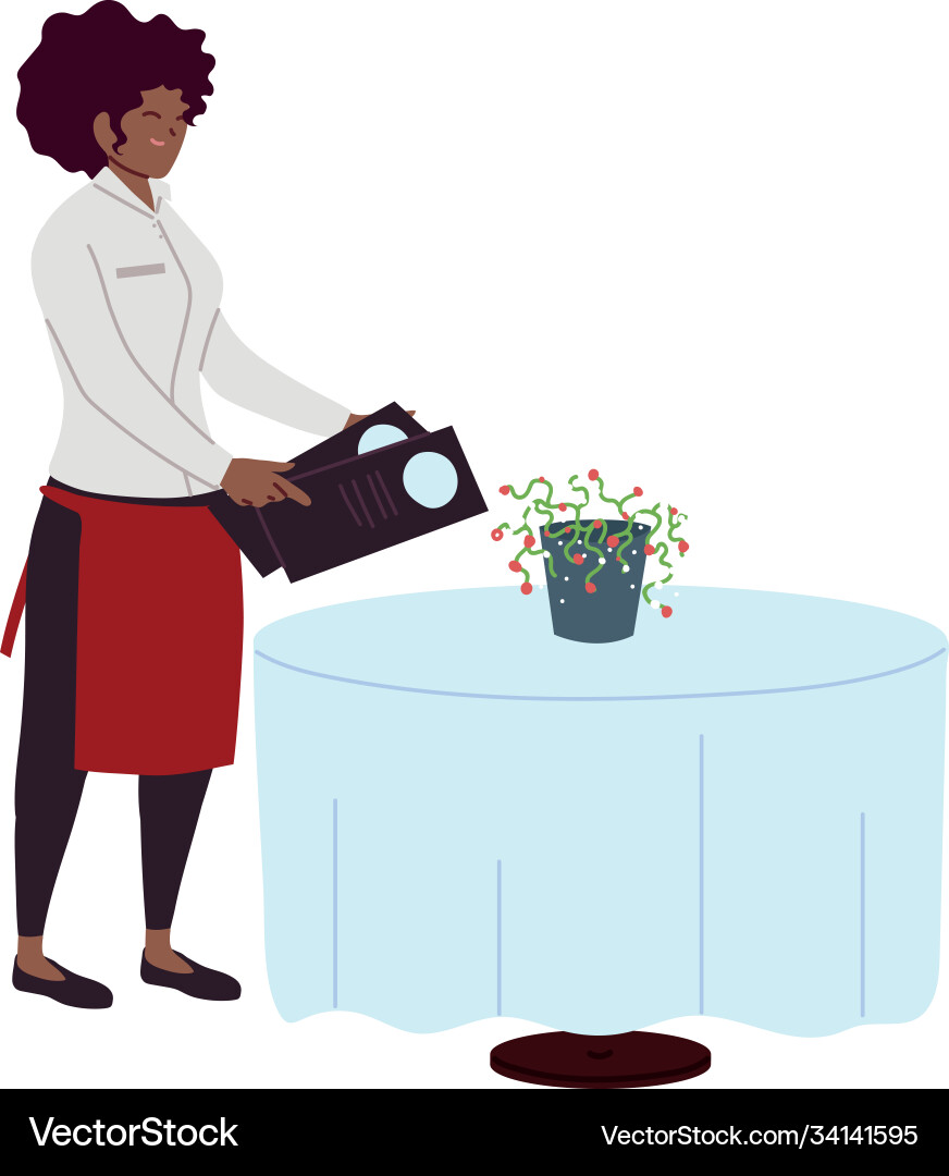 Waitress with uniform and menu in hand Royalty Free Vector