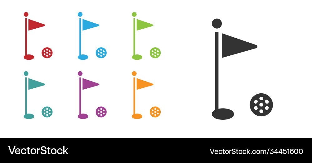Black golf flag icon isolated on white background Vector Image