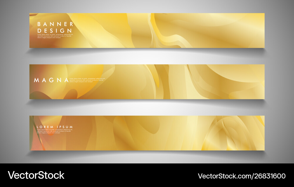Collection banners backgrounds with wavy gold Vector Image