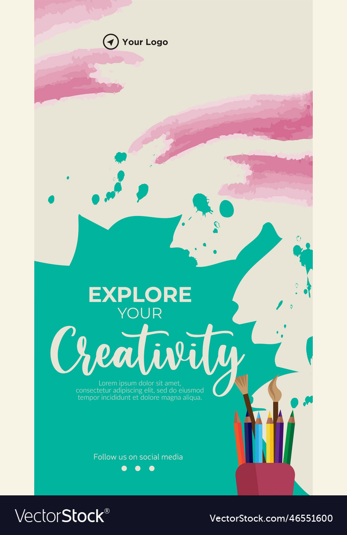 Explore your creativity portrait template Vector Image
