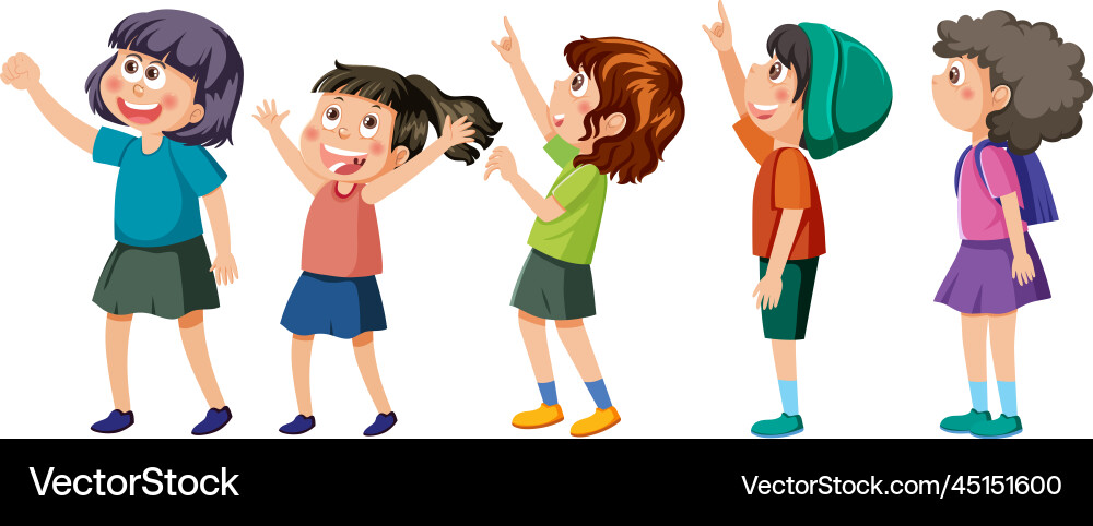 Five kids cartoon character Royalty Free Vector Image
