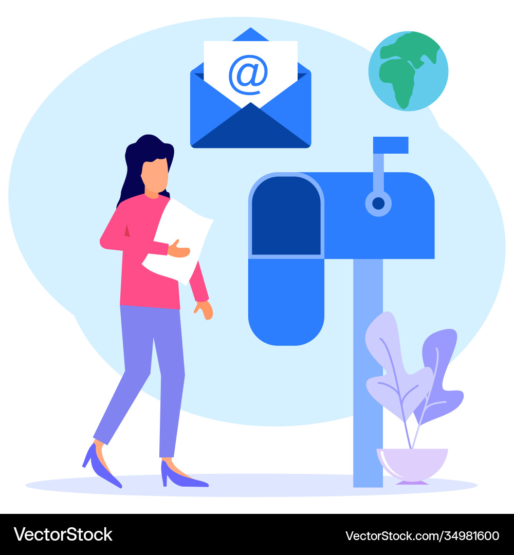 Graphic cartoon character email services Vector Image
