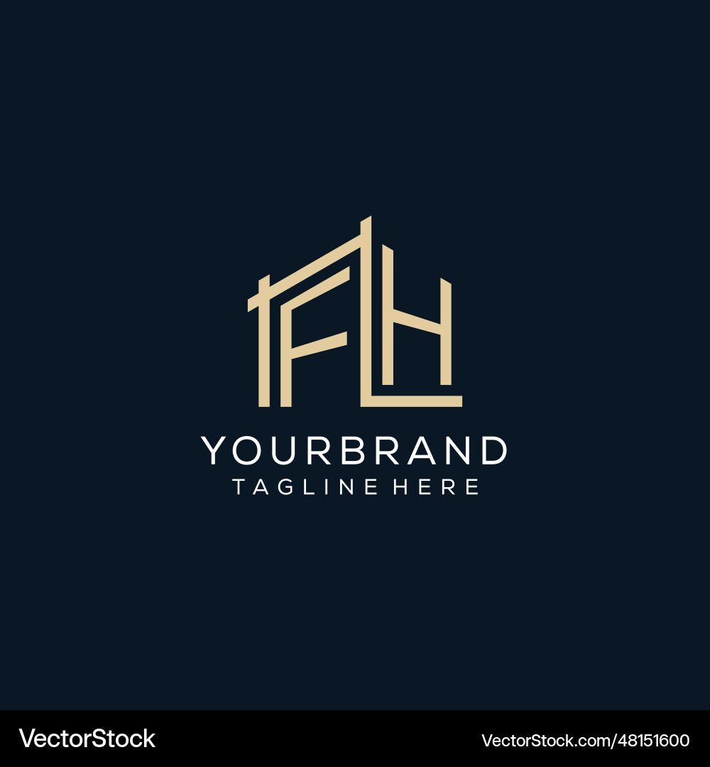 Initial fh logo clean and modern architectural Vector Image