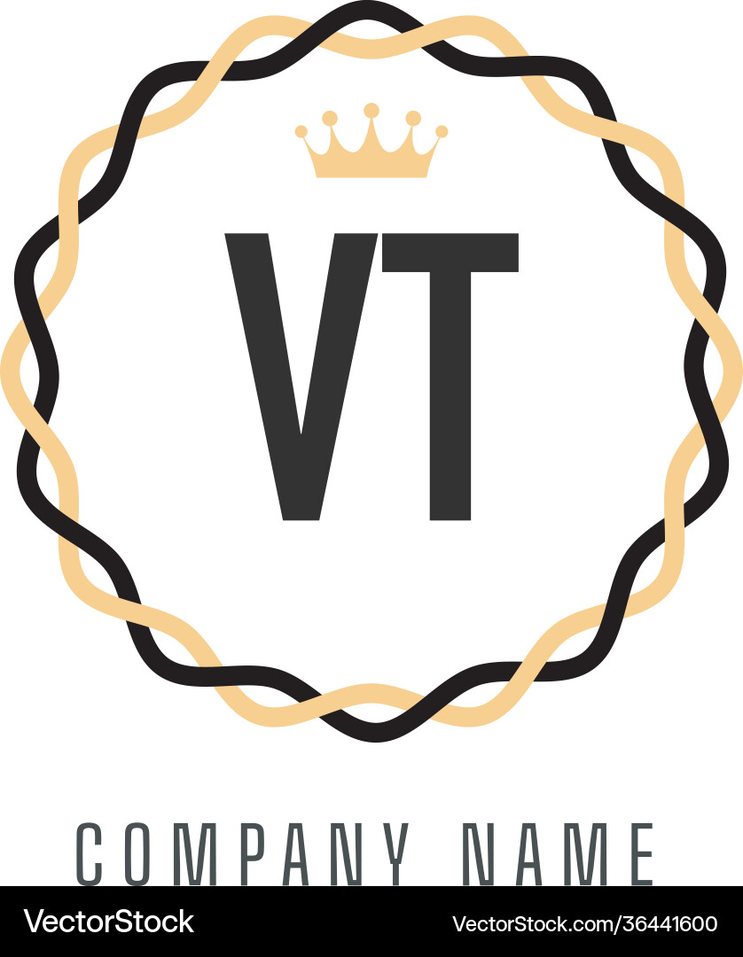 Initial letter vt king logo concept vintage Vector Image