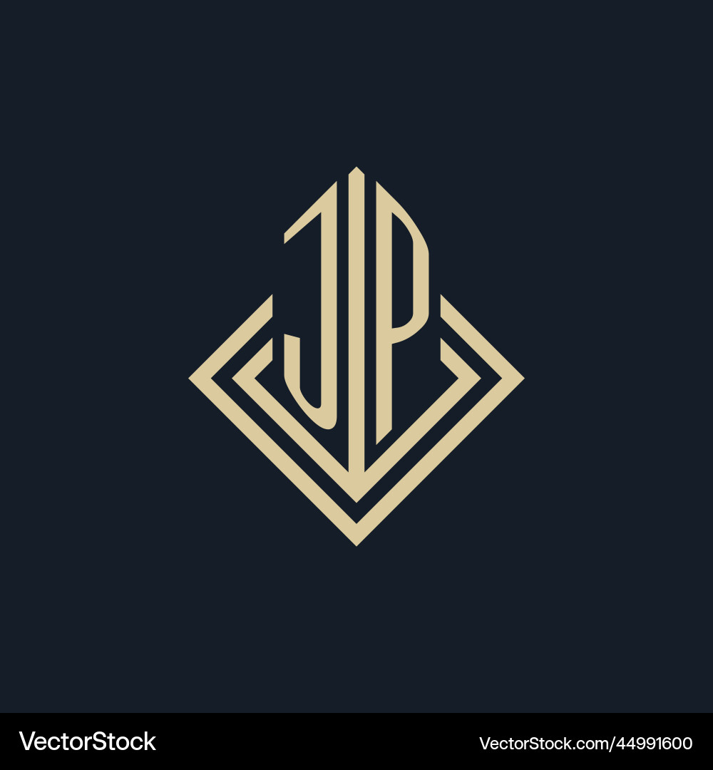 Initials jp logo rhombus lines shape style luxury Vector Image