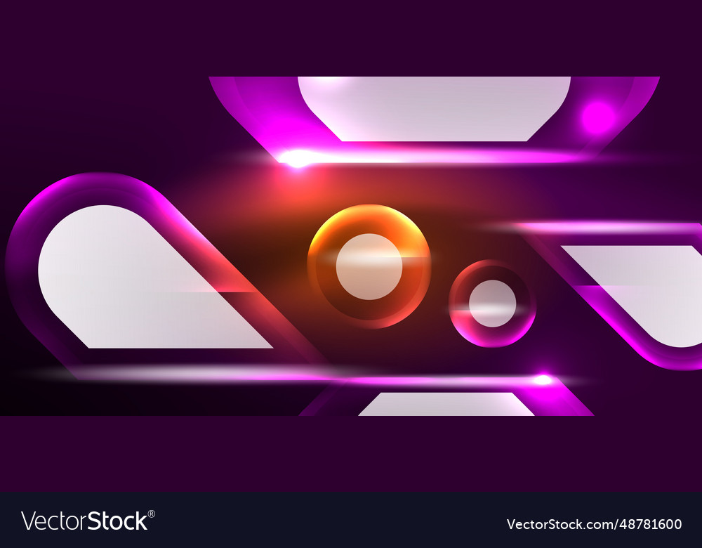 Neon glowing geometric shapes abstract Royalty Free Vector