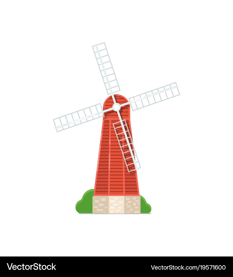 Old windmill building isolated on white icon Vector Image