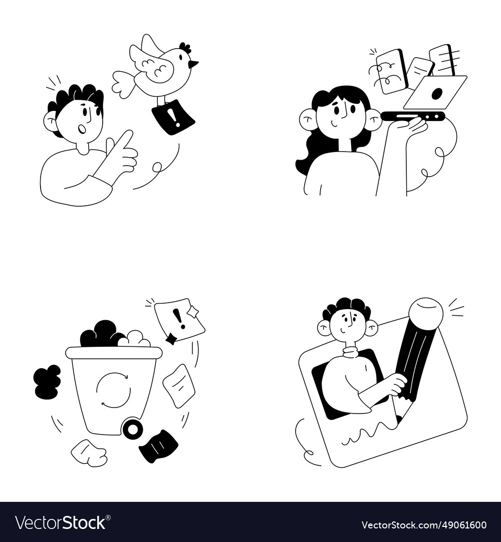 Set Of Electronic Data Glyph Mini Royalty Free Vector Image