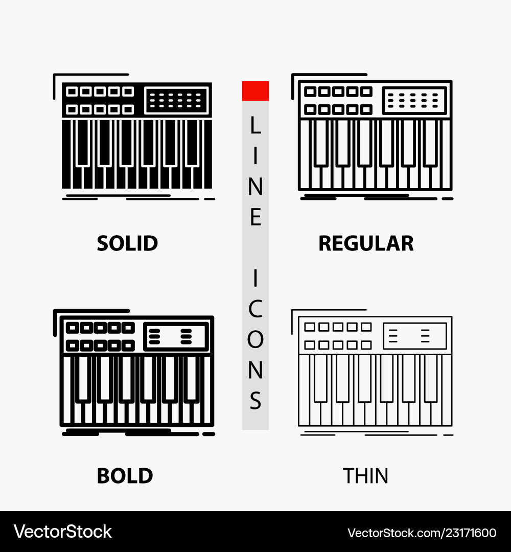Synth keyboard midi synthesiser synthesizer icon Vector Image