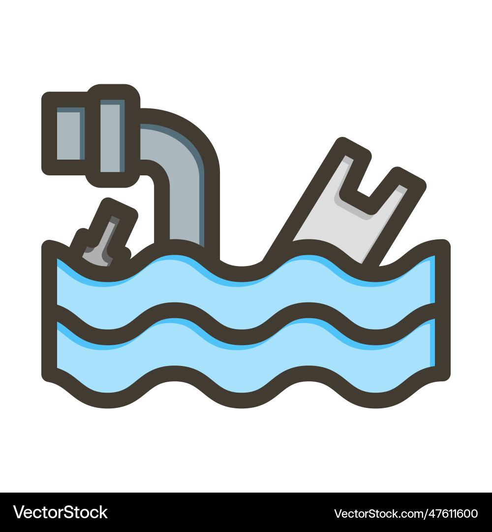 Water pollution thick line filled colors Vector Image