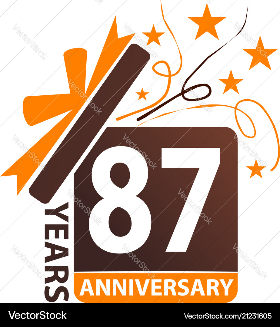 87 years gift box ribbon anniversary Royalty Free Vector