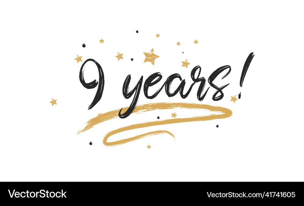 9 years card beautiful greeting scratched Vector Image